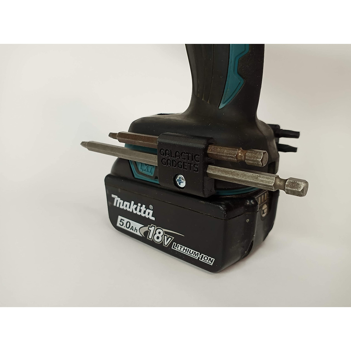 Side Mounted MAGNETIC Bit Holder for Makita 18V, Ryobi 18V, Ridgid or Bosch - Drills, Drivers, Impacts (Black) - Galactic Gadgets