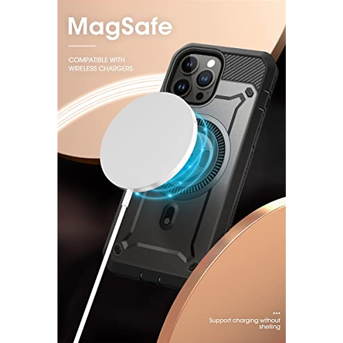 SUPCASE Unicorn Beetle Pro Mag Case for iPhone 14 Pro Max 6.7", Compatible with MagSafe Full Body Rugged Case with Built-in Screen Protector & Kickstand & Belt-Clip (Black)