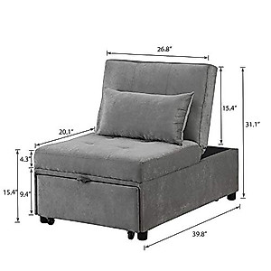 Gray Sofa Bed with Storage（Folding）