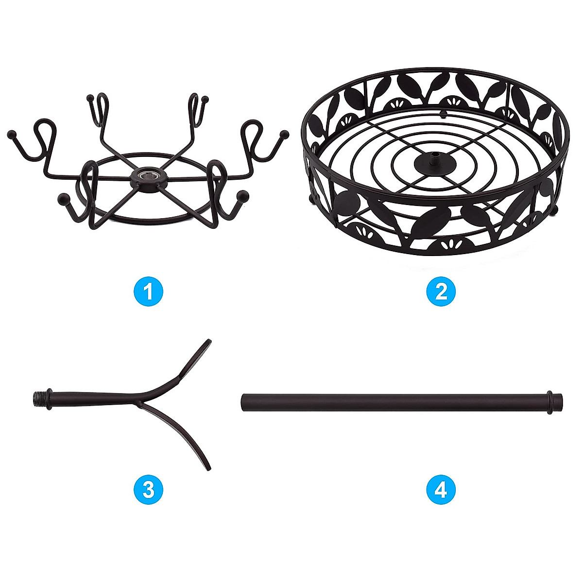 CUKE2BEET Mug Tree with Basket, Coffee Mug Holder Mug Rack with Coffee Pod Storage, Coffee Cup Tree Stand Cup Holder Countertop for Coffee Bar Decor Accessory and Kitchen Organizer (Rotatable)