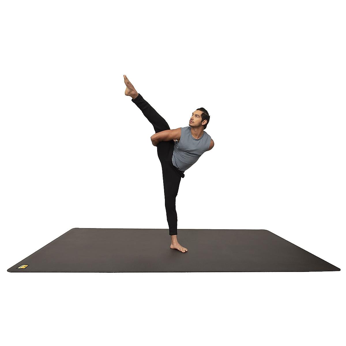 POGAMAT Premium Thick Yoga Mat - 6 ft X 4 ft x 8mm - Light Cardio Workout Mat - Extra Long Memory Foam Floor Mats for Yoga, Meditation and Stretching - Use For Any Exercise Without Shoes Black