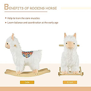 Qaba Kids Ride-On Rocking Horse Toy Llama Style Rocker Soft Plush Fabric for Children 18-36 Months