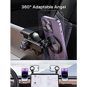 JSAUX Tesla Phone Mount, Mag-Safe Phone Holder Phone Stand 【Sturdy Base Designed】 Easy to Install, Only Compatible with Tesla New Model 3 2023/Y/S/X, iPhone 15/14/13/12 Series and Other Phone