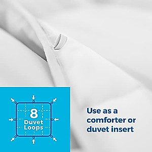 Linenspa Comforter Duvet Insert Queen White Down Alternative All Season Microfiber-Queen Size - Box Stitched
