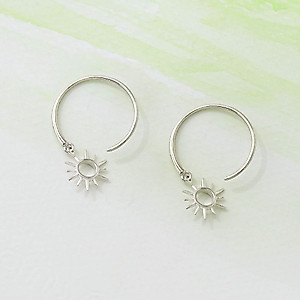 Boma Jewelry Sterling Silver Sunburst Pull Through Hoop Earrings