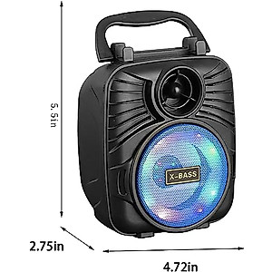 Wireless Bluetooth Speaker, Portable Speaker with Coloured Running Lights Bluetooth Speaker, Wireless Compact Audio Subwoofer 360° Surround Sound with TFC Card, AUX Cable, USB Flash Card (Blue)