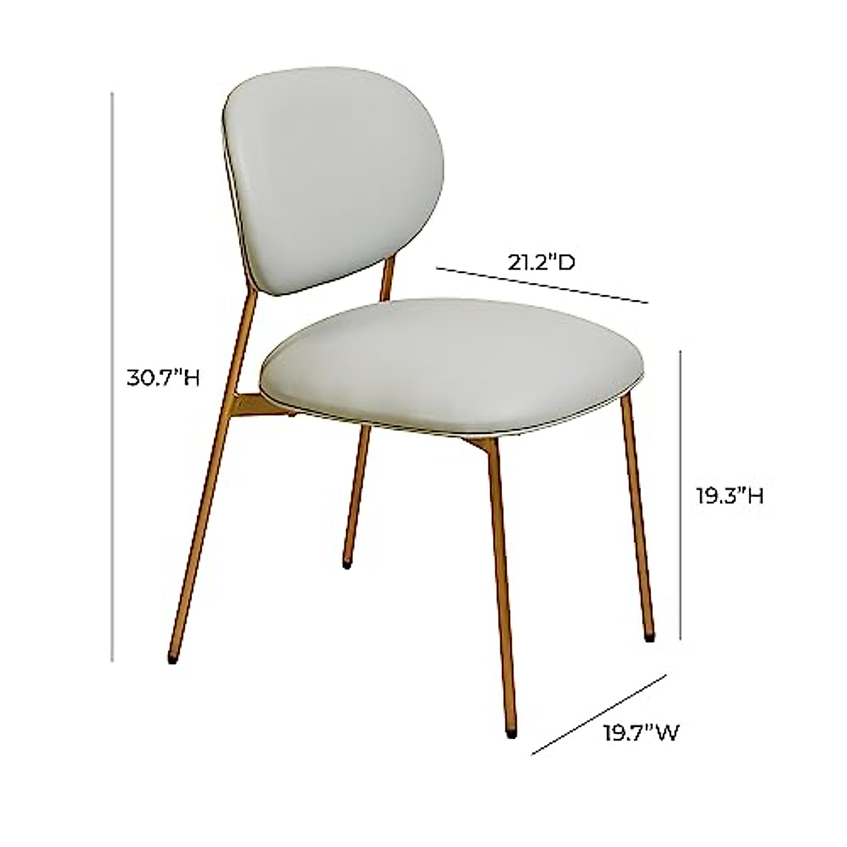 Tov Furniture McKenzie Light Grey Vegan Leather Stackable Dining Chair - Set of 2