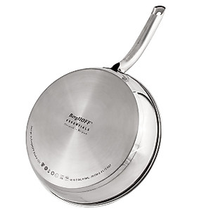 BergHOFF Belly Shape 18/10 Stainless Steel 4Pc Cookware Set, Metal Lids, Fast, Evenly Heat, Induction Cooktop Ready