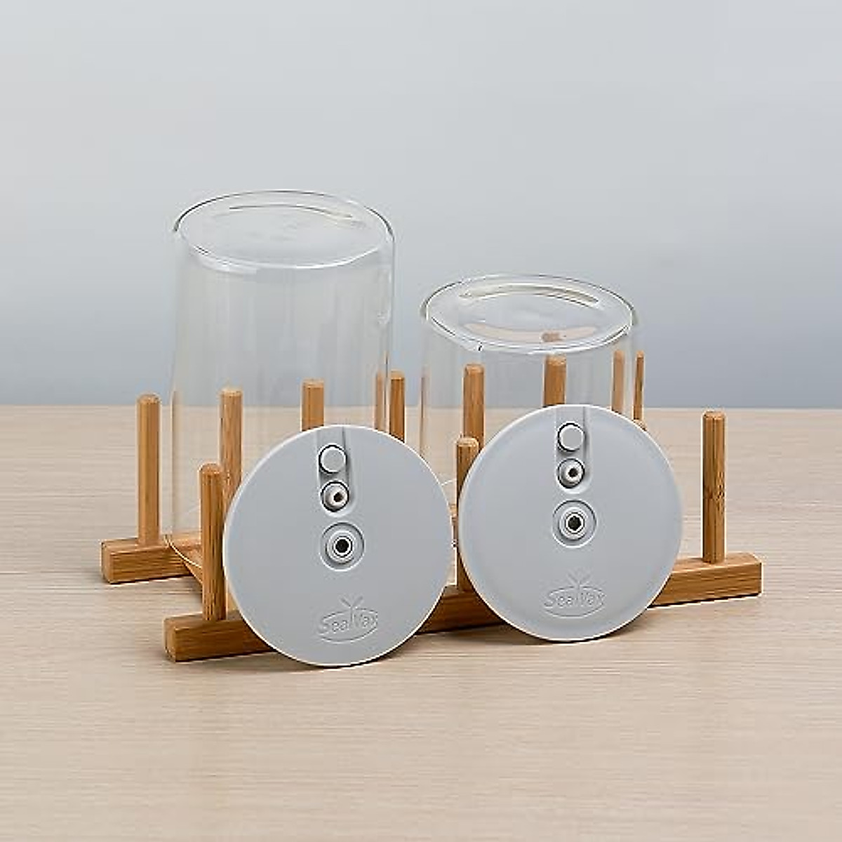 SealVax®Meal Prep Containers reusable, Air Tight Pantry Storage Containers, Glass Vacuum Storage Containers with Lids, BPA-Free, 2x Large (32 fl oz) & 2x Small (19 fl oz) with a Pump.