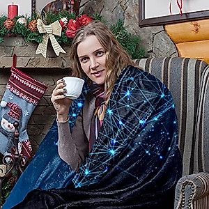Plush Blanket Throw Blanket Warm Cozy Soft Microfiber Blankets, Blue Heart Art