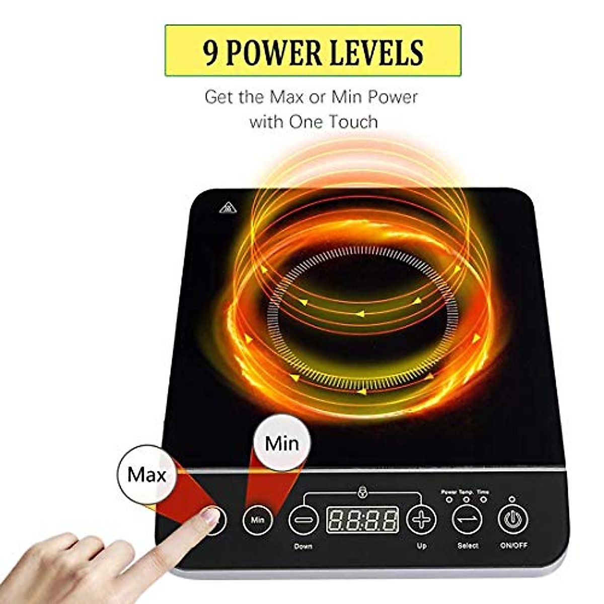 Induction Cooktop, CUSIMAX 1800W Portable Induction Burner with Timer, Sensor Touch Countertop Burner, 10 Temperature and 9 Power Setting, Kids Safety Lock for Cast Iron, Stainless Steel Cookware