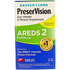BAUSCH + LOMB PreserVision AREDS 2 Formula Eye Vitamin and Mineral Supplement, 120 softgels