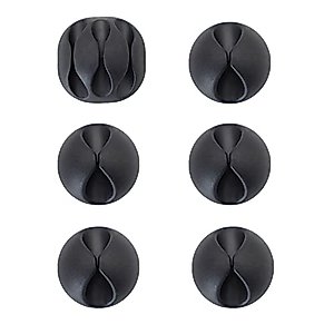 SDZONGES Cord Organizer, 6PCS Cable Clips, Black Cord Holder, Cable Organizer for Desk Management (5PCS One Slot+1PCS Triple Slot)