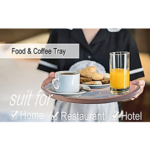 Wood Decorative Tray Round Serving Trays,Ottoman Tray Platter Coffee Table Trays for Home,Restaurant,Hotel,Deco,Food,Tea Tray