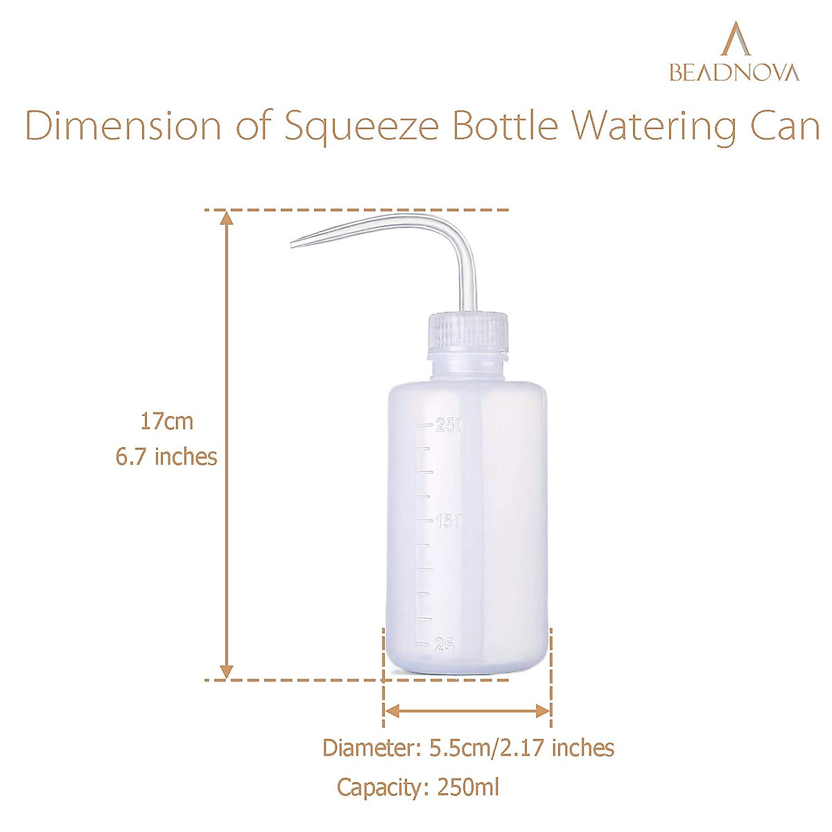 BEADNOVA Squeeze Bottle Plant Watering Bottle 250ml 8oz Small Wash Bottle Squeeze Plastic Small Watering Can for Indoor Plants Succulent Watering Can (3pcs)