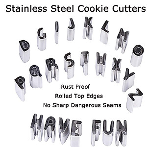 26pcs Alphabet Cookie Cutters Set Small Stainless Steel Letter Molds for Baking, Pastry, Fondant, Donuts Biscuit, Fruit, Cake Decorating Tools by ALNGFUIK