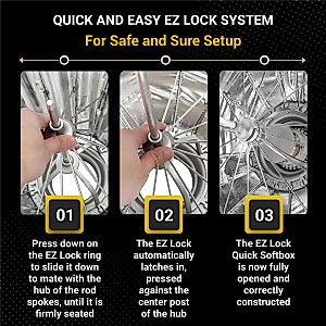 Glow EZ Lock 34" Collapsible White Beauty Dish Softbox w/Bowens Mount Speedring and Deflection Disk, 16 Ribbed Design Soft Box with White Interior for Perfect Lighting and Beauty Dish Photography