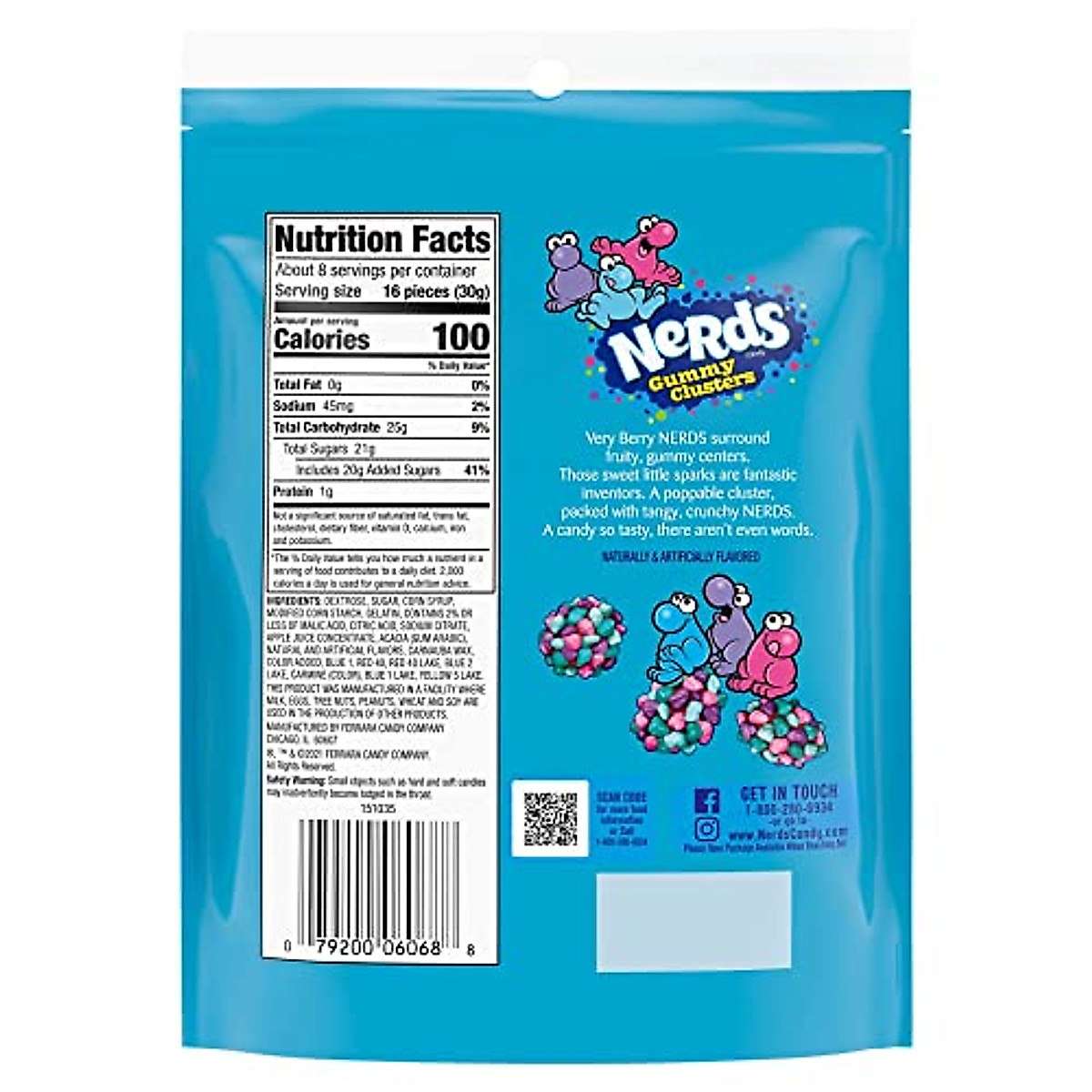 Nerds Gummy Clusters Candy, Very Berry, Resealable 8 Ounce Bag