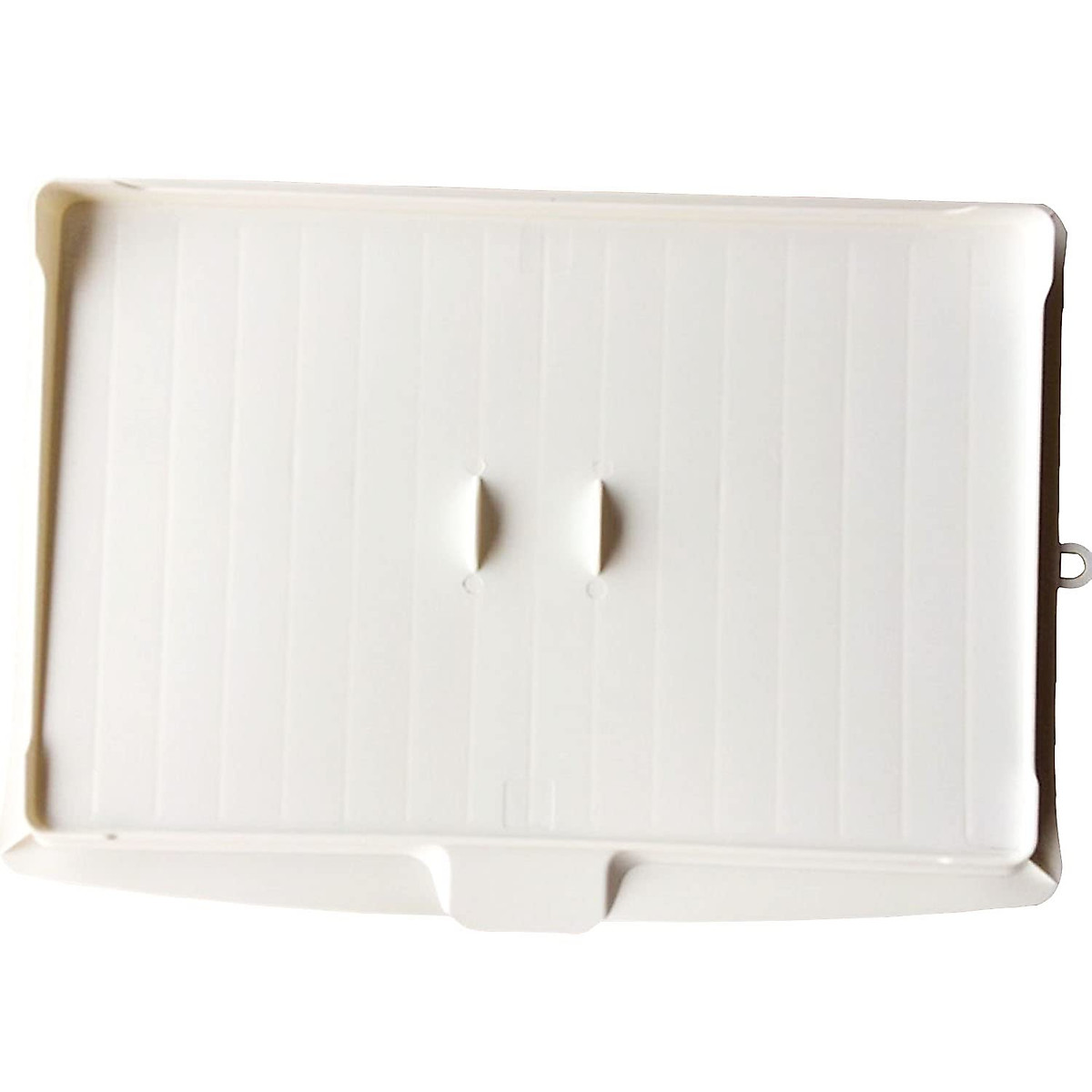 Halyuhn 18 Inch Plastic Dish Drainer Board, Large White Draining Tray with Side Drop Slope Diversion, Water Drain Board Drying Plate Dish Strainer Mat with Non-Slip Base for Bowl Cup Kitchenware