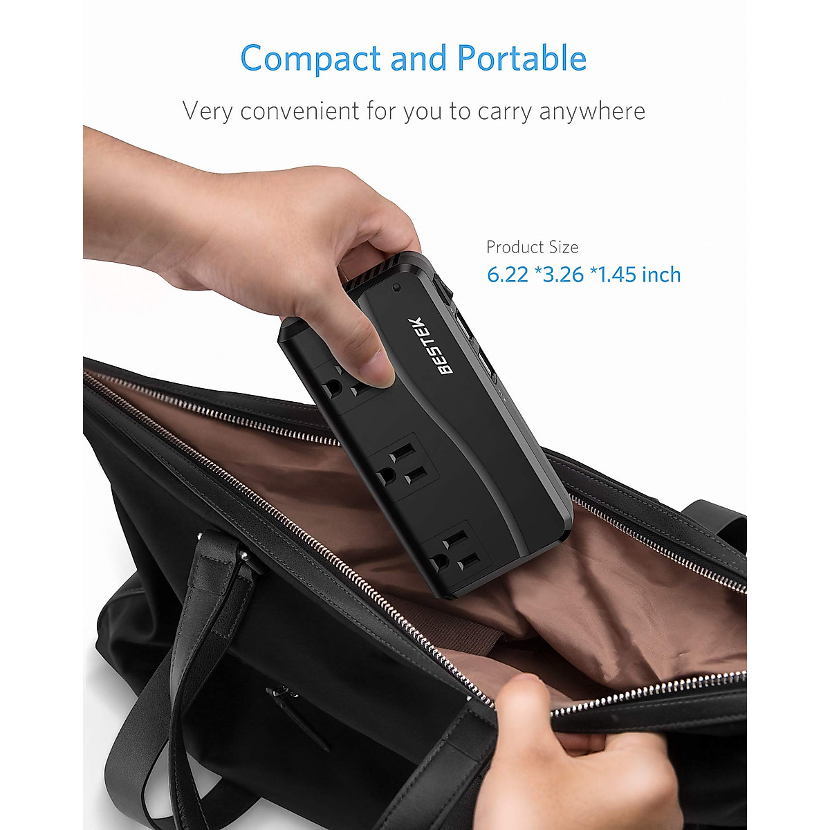 BESTEK 200W Power Inverter DC 12V to 110V AC Inverter with 4.2A 4-Port USB Car Adapter (Black)