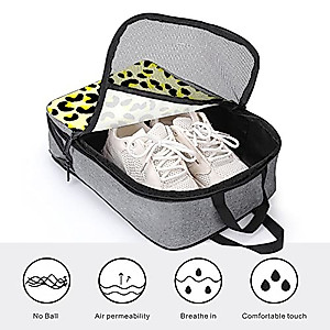 Frcavbin Retro Yellow Leopard Print Travel Shoe Bag Shoes Carrier with Handle and Zipper Foldable Shoe Puches Organizer for Home storage School starts