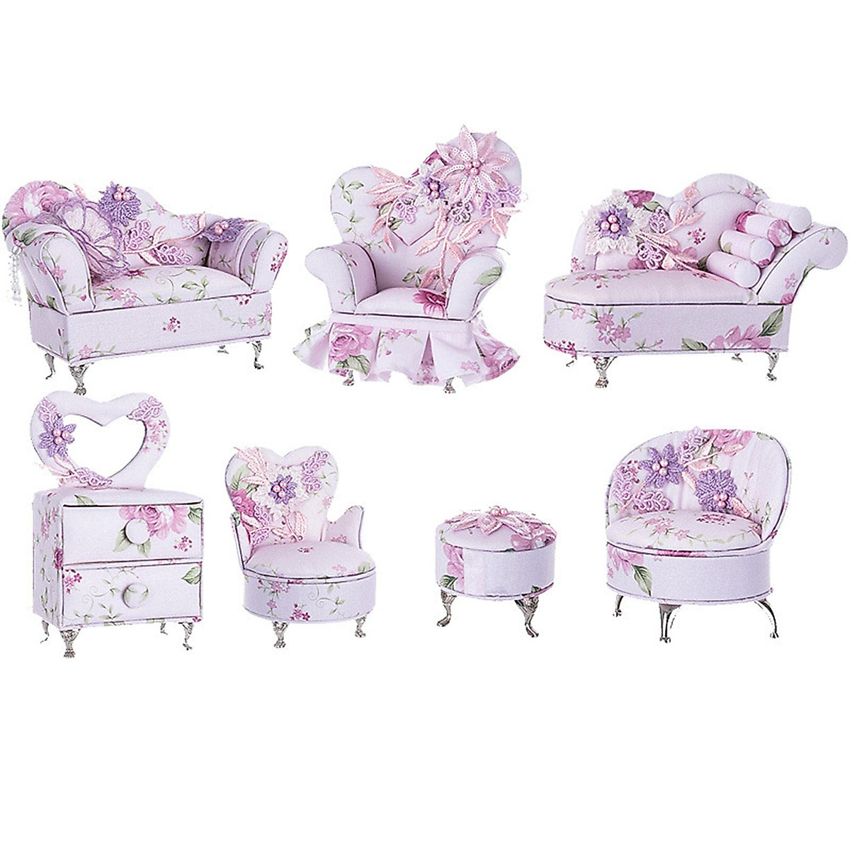 TOOYFUL Mini Couch Jewelry Box 1:12 Scale Furniture Stylish Jewelry Chest Living Room Decor Birthday Gifts Sofa Jewelry Box for Necklace Brooch, Style D