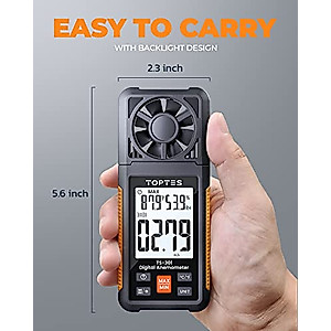 TopTes TS-301 Digital Anemometer, Wind Speed Meter with 2.26-inch Big Backlight LCD Screen, Air Flow Meter for Sailing Surfing Drone Flying RC Plane Golf Shooting HVAC