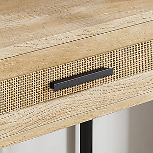 IDEALHOUSE Console Table Rattan Sofa Tables Narrow Entryway Table with Drawer and Storage, 40” Behind Couch Table Hallway Table Boho Desk Home Furniture for Living Room, Foyer, Bedroom