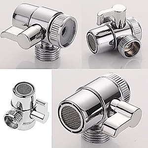 Brass Faucet Diverter Valve Adapter, Swich Faucet Adapter Aerator Valve Diverter to Connect Washing Machine, Shower Garden Hose (NPT M24mm Inlet x Quick Connector Outlet)
