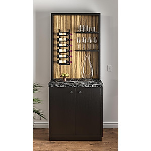 VintageView Le Rustique 6 Bottle Wall Mounted Wine Rack Stylish Modern Wine Storage with Label Forward Design (Matte Black, Set of 1)