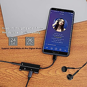 USB C to 3.5mm Headphone and Charger Adapter, 3 in 1 USB C to 3.5mm& USB C Headphone Jack Adapter with Charging Dongle Compatible with Samsung Galaxy S22 Ultra/S22/S21/S21 Ultra/S20FE, Pixel 5/4/3/2