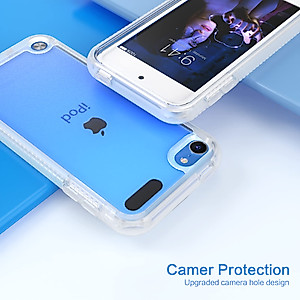 IDYStar Compatible with iPod Touch 7th Generation Case,2 in 1 Shockproof iPod Case with Screen Protectors,Hybrid Slim Fit Protection Shock Resistant Cover for iPod Touch 5/6/7th Generation,Clear