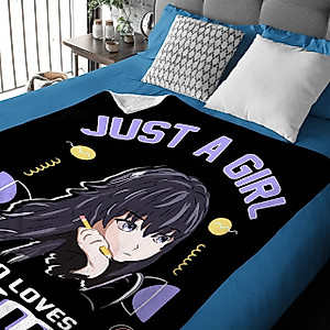 Microfiber Flannel Throw Blanket Just A Girl Who Loves Anime and Sketching Super Soft Cozy Lightweight Summer Quilt Perfect for Bed Sofa-60"x50" Medium for Teen