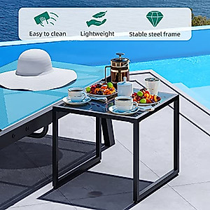 YITAHOME Outdoor Chaise Lounge Chairs Set with Side Table, Adjustable Backrest Poolside Loungers with Aluminum Frame/Textilene Fabric/Wheels for Pool Beach Patio Lawn Porch (Blue)