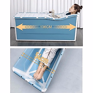 MegLob Lightweight Foldable Bathtub, Foldable Collapsible Bathtub Portable Bathtub Adult, Large Foldable Soaking Freestanding Bathtub with Lids, Ideal for Hot Bath Ice Bath for RV,Blue