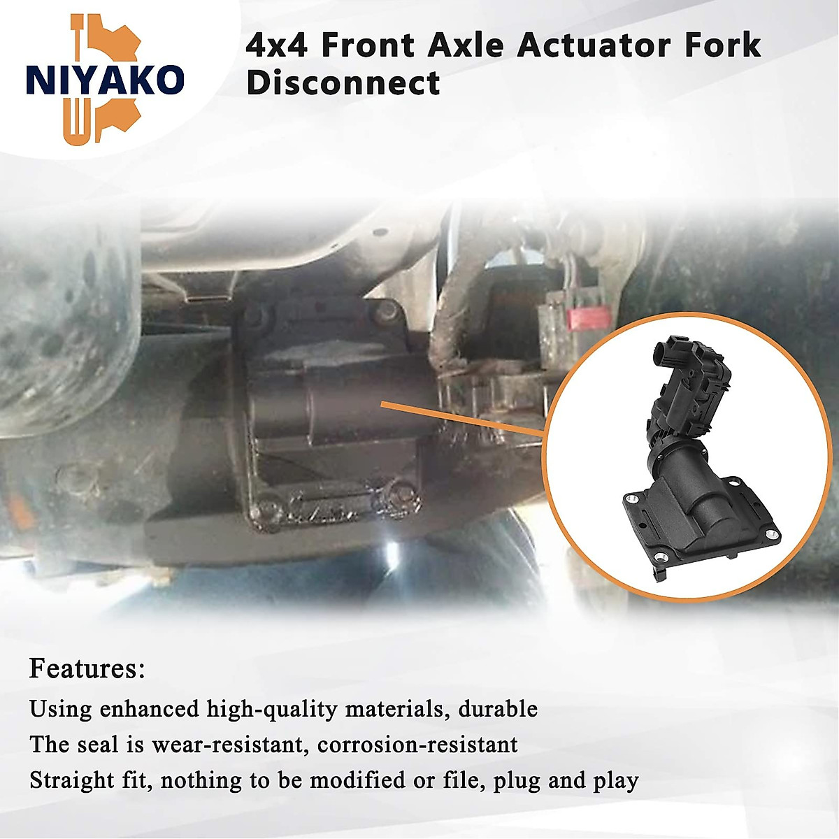 Niyako 4x4 Front Axle Actuator Fork Disconnect Assembly Replacement# 68216944AA 68216944AB Fit 2013-2018 Ram 2500 3500 4WD