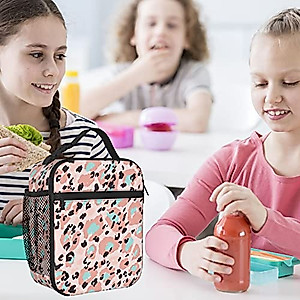 PrelerDIY Leopard Rosettes Lunch Box - Insulated Lunch Bags for Women/Men/Girls/Boys Detachable Handle Lunchbox Meal Tote Bag
