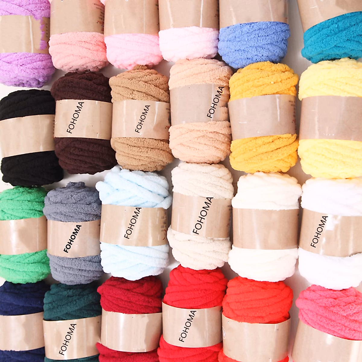 Super Bulky Chunky Yarn Beige 3lb for Arm Knitting, 6 Pack Luxury Soft Big Fat Jumbo Thick Weaving Crochet Craft Polyester Chenille Yarns for Throw Blanket Pillows