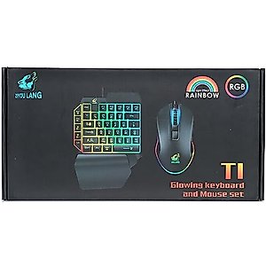 One Hand Gaming Keyboard and Mouse Combo, Wired 39 Keys Mechanical Feel Rainbow Backlit Keyboard+RGB Gaming Mouse+G6L LED Backlit Converter for Nintendo Switch/Xbox One/Xbox 360/PS4/PS3 /PC (Black)