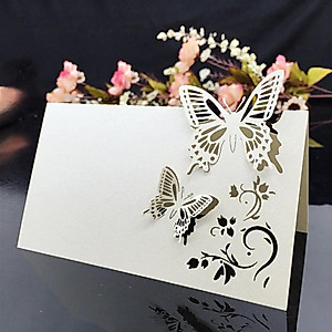 YURASIKU 20 Pcs Hollow Butterfly Table Name Card Wedding Banquet Party Holiday Baby Shower Christmas Place Card