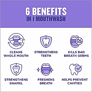Listerine Total Care Anticavity Fluoride Mouthwash, 6 Benefits in 1 Oral Rinse Helps Kill 99% of Bad Breath Germs, Prevents Cavities, & Strengthens Teeth, Fresh Mint, 1 L, Pack of 2