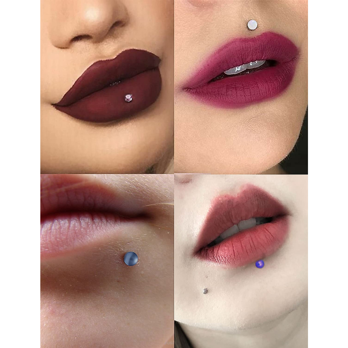 Vsnnsns 16G Lip Rings Stainless Steel Labret Monroe Lip Rings Nail Cartilage Tragus Helix Earrings Studs Ring Medusa Piercing Jewelry for Women Men 8mm