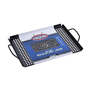 Kingsford Heavy Duty Non-Stick Grill Topper | Non-Stick, Rust Resistant Grill Pan with Handles | Easy to Use BBQ Grill Accessories Made from Durable Carbon Steel | Kingsford Grill Accessories