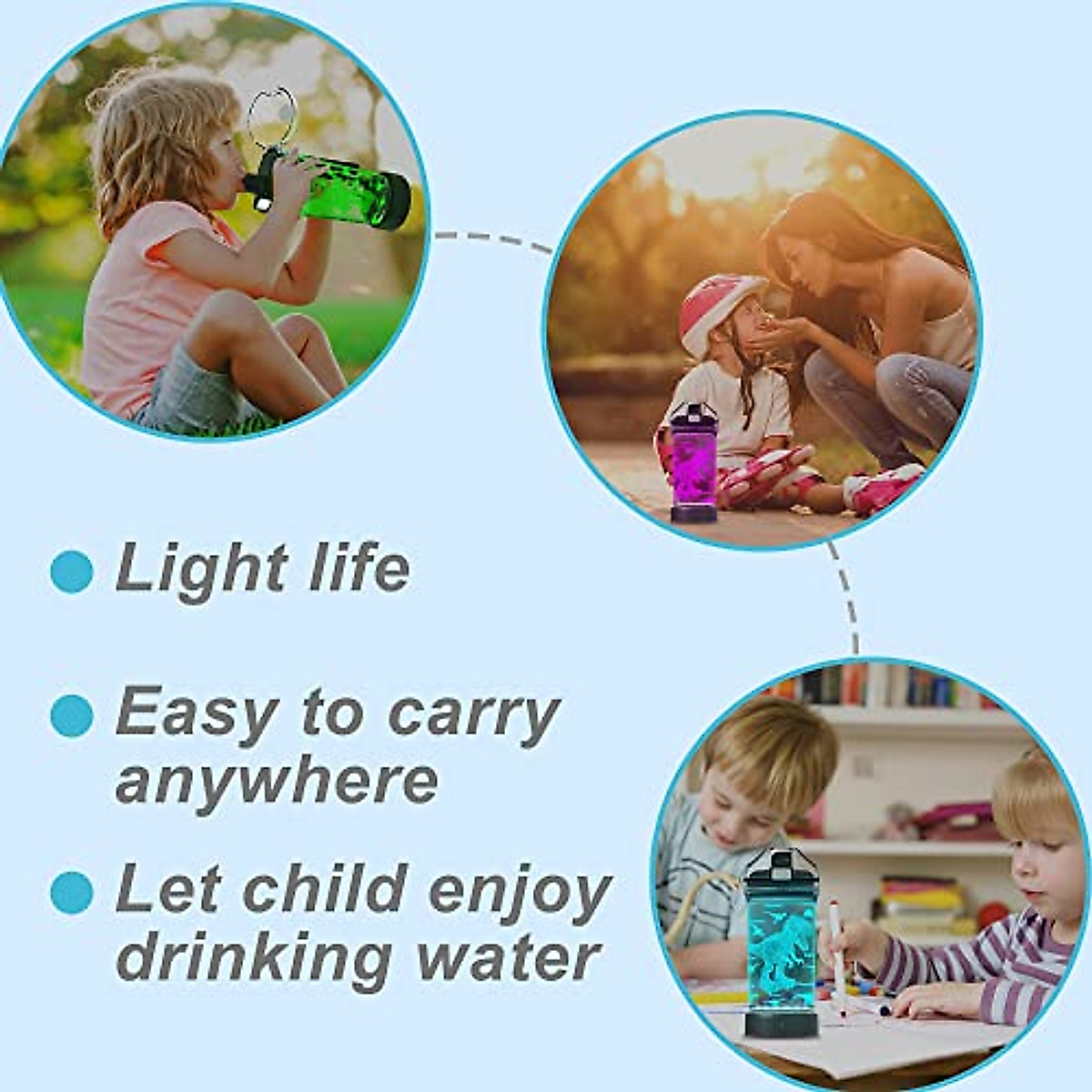 Anywin Dinosaur Gifts for Boys, Dinosaur Glowing Water Bottles, Light Up Dinosaur Led Night Travel Cups -Tritan BPA Free & Easy Clean & Carry Handle, Gifts for Back to School, Birthday, Xmas for Kids
