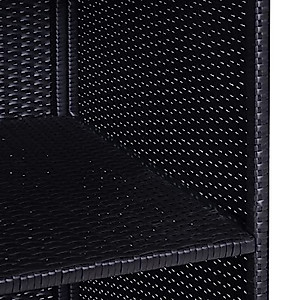 Outsunny Valet Pool Towel Rack, Waterproof PE Plastic Rattan Wicker Storage Organizer, Indoor Outdoor Spa, and Hot Tub Accessory Storage, 2 Shelves, 1 Basket Drawer, Espresso