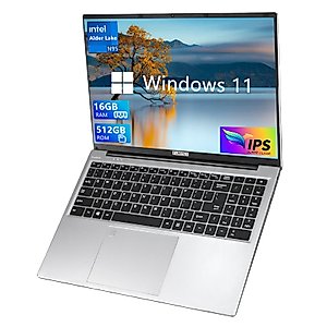 FUNYET 16 Inch Laptop Computer, Gaming Laptop, 16GB RAM 512GB SSD, Intel 12th Gen N95 Processor(up to 3.4GHz), FHD 1920 * 1200, 180 Angle Opening, Fingerprint Unlock, Backlit Keyboard, Windows 11 Pro