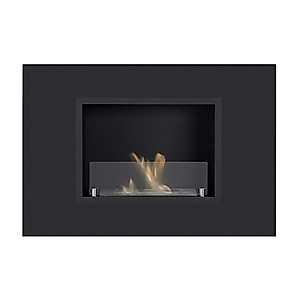 Black Recessed Wall Mount Ventless Bio Ethanol Fireplace - Quadra | Ignis