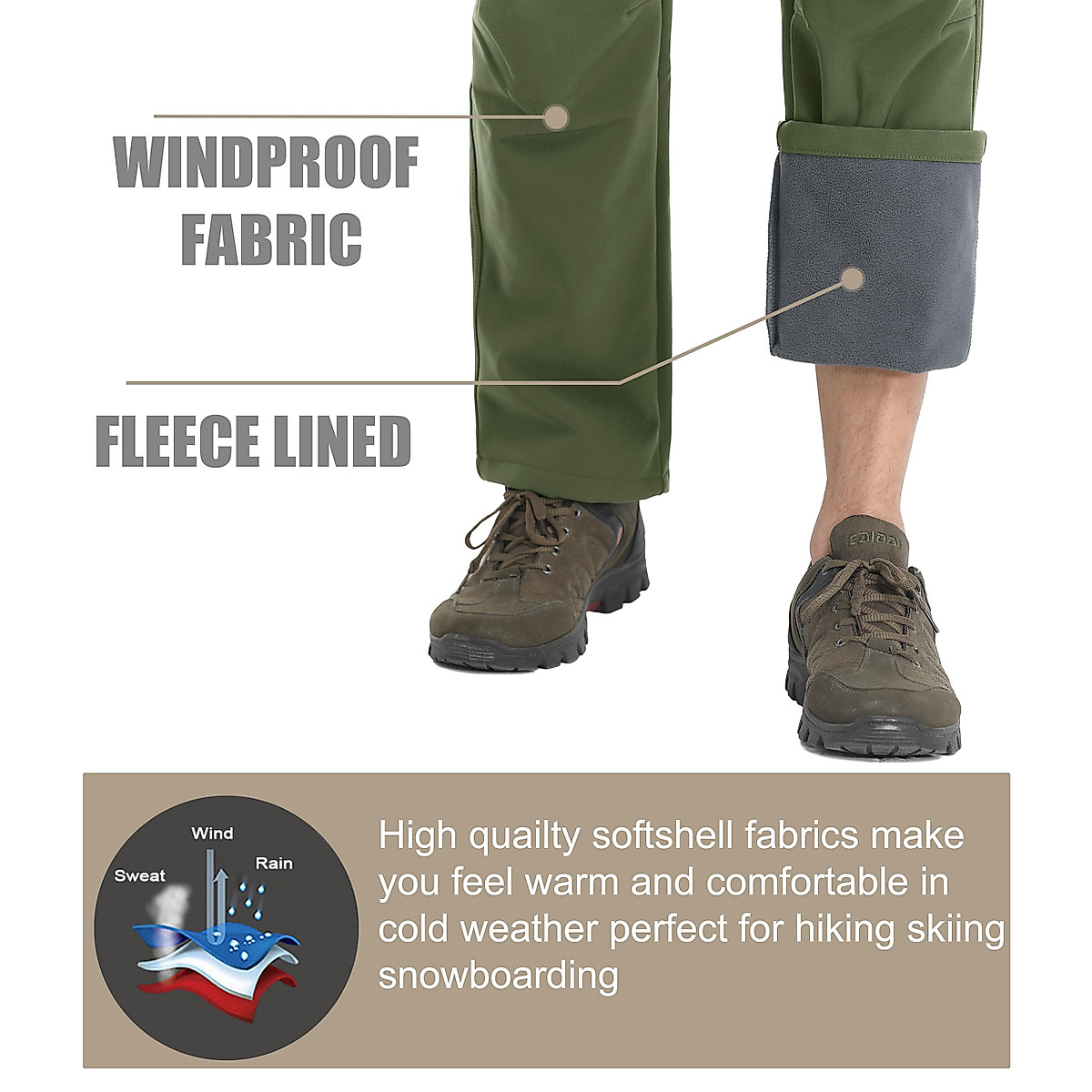 MAGCOMSEN Outdoor Ski Pants for Men Work Pants Army Green Cargo Pants Ropa para Hombre Hunting Pants for Men Army Green 34