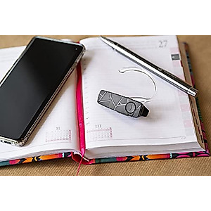 TELLUR VOX 60 Bluetooth Headset, Handsfree Earpiece, BT v5.2, Multipoint Two Simultaneous Connected Devices, 360° Hook for Right or Left Ear, iPhone and Android, Car Charger Included