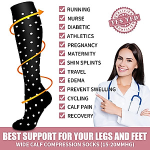 Bluemaple Copper Compression Socks Women & Men Circulation - Best for Running, Nursing, Hiking, Recovery, Flight & Travel Socks, Large-X-Large